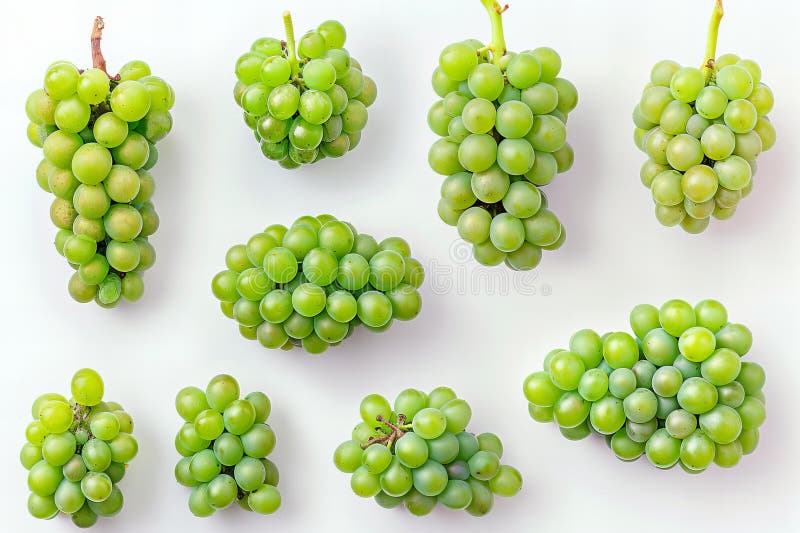 Illustration of Vibrant Green Grapes Arranged in Different Poses and ...