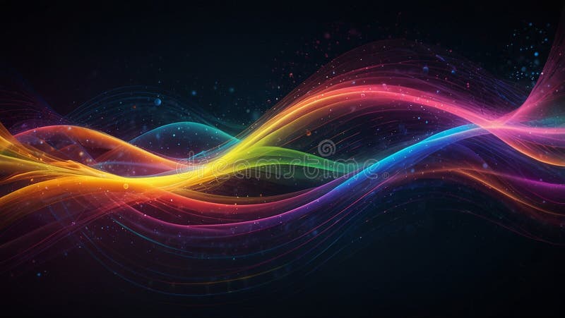 Illustration Vibrant Neon Energy Waves Interact Dynamically with ...
