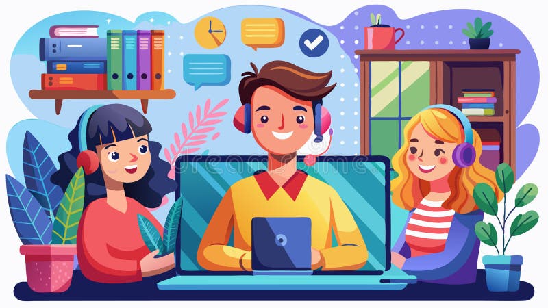 Illustration of a Video Call with a Friend Stock Vector - Illustration ...