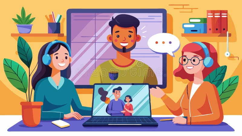 Illustration of a Video Call with a Friend Stock Vector - Illustration ...