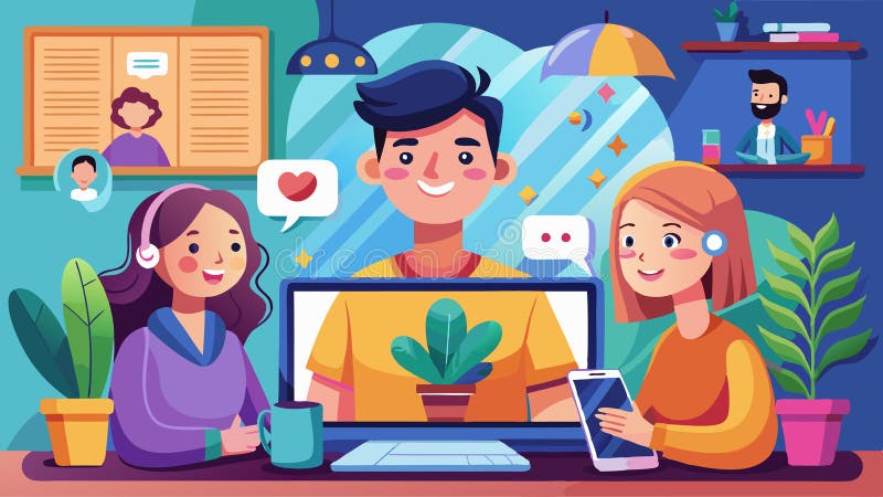 Illustration of a Video Call with a Friend Stock Vector - Illustration ...