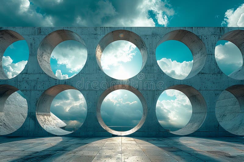 Illustration of View through Circular Holes in Structure, High Quality ...