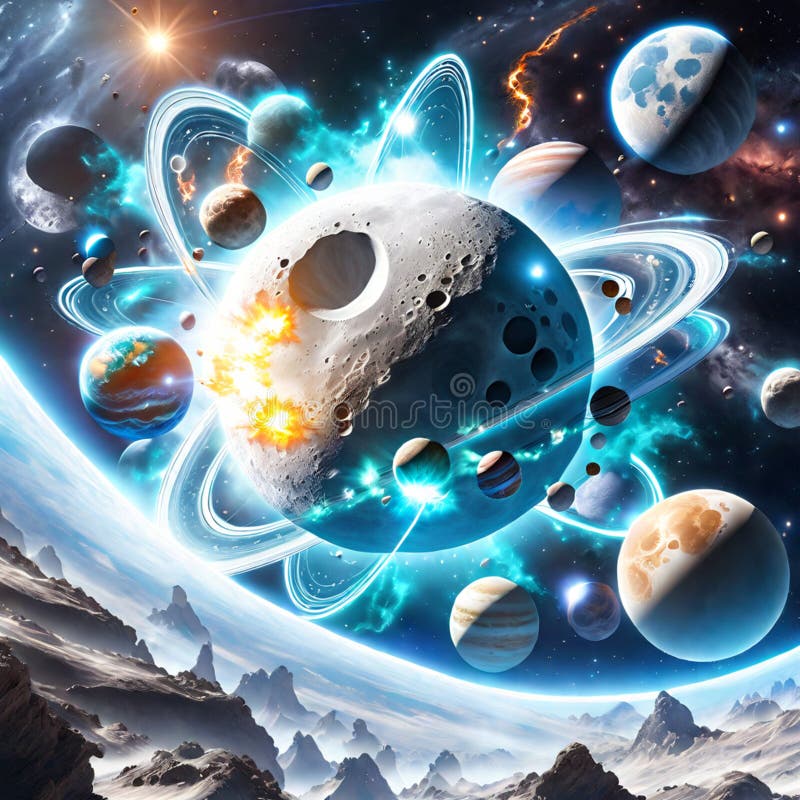 Illustration, a View of the Universe in the Form of an Atom Stock ...