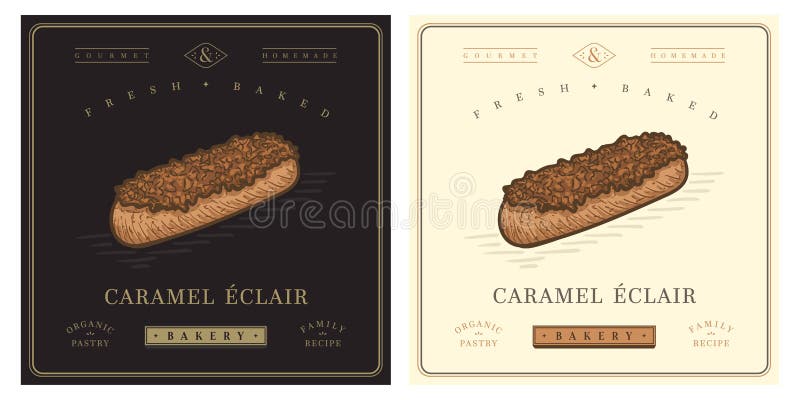 Illustration Vintage Caramel Eclair Pour Menu Illustration de Vecteur ...