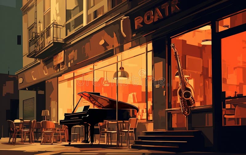 Illustration of a Vintage Jazz Club. Generative AI Stock Illustration ...