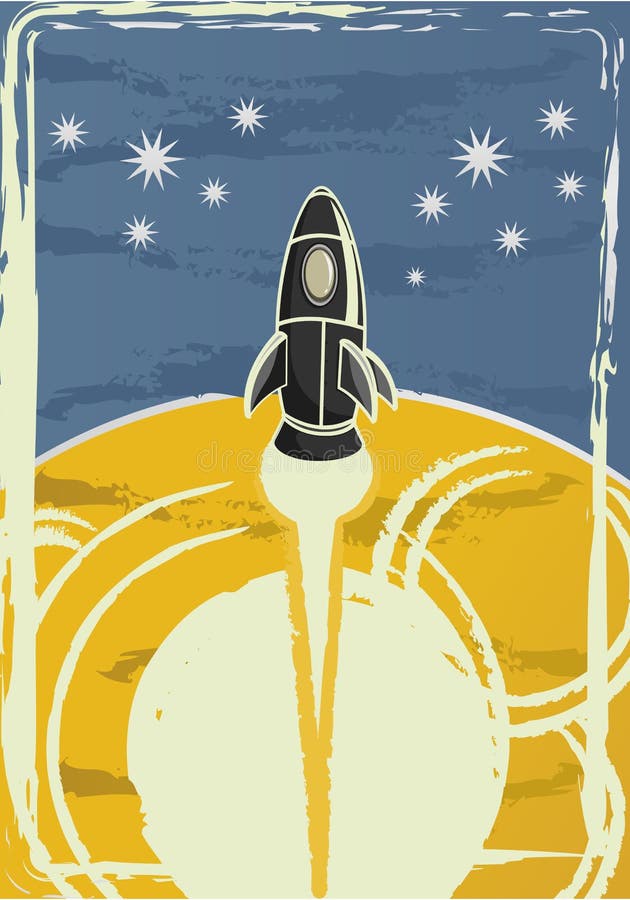 Vintage Rocket Launch Vector Illustration Stock Vector - Illustration ...
