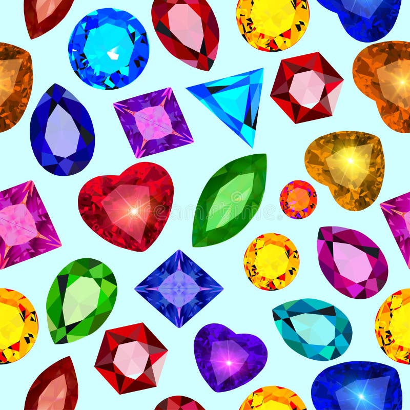 Vintage Seamless Pattern with Gems Stock Vector - Illustration of ...