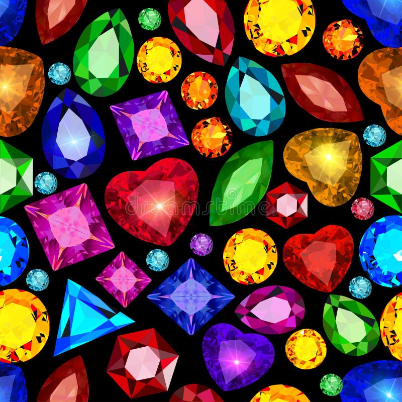 Vintage Seamless Pattern with Gems Stock Vector - Illustration of ...