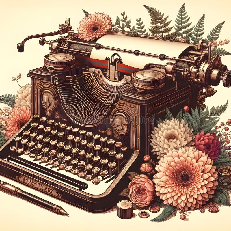 Vintage type writer stock illustration. Illustration of produce - 307019775