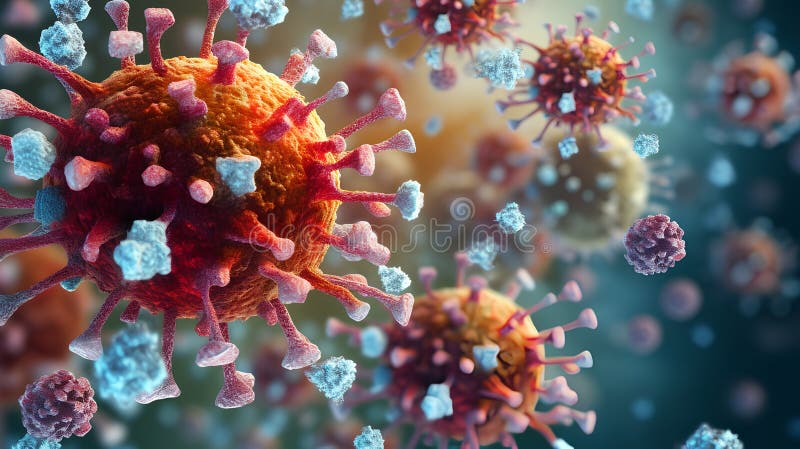 Illustration of Viral Cells or Bacterial Molecules Under a Microscope ...