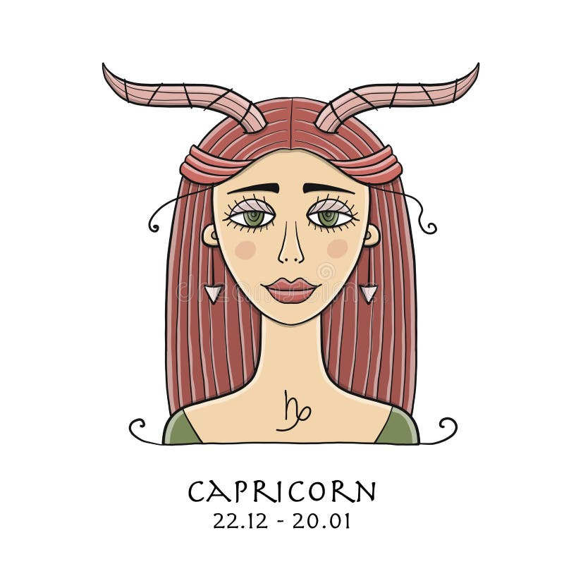 Illustration Of Virgo Zodiac Sign Element Of Earth Beautiful Girl