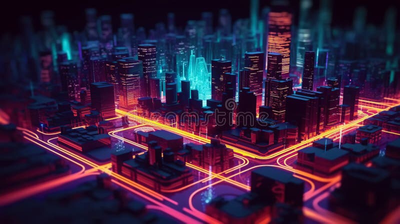 A Virtual City of the Future. a Symbol of Technology Development Stock ...