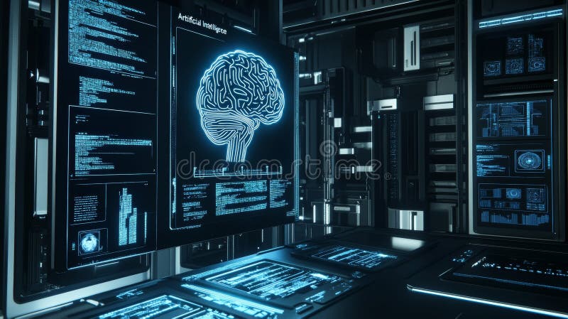 Illustration of Virtual Concept in Technology. Abstract Stock Image ...