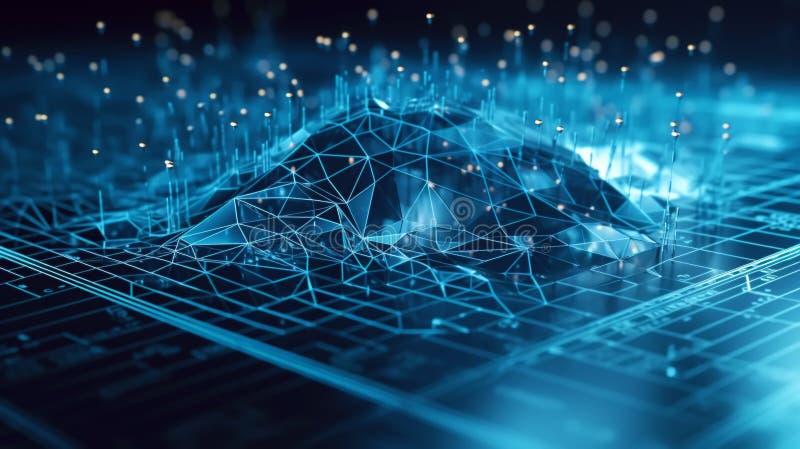 Virtual Network Of The Artificial Intelligence Learning Algorithm Stock Illustration