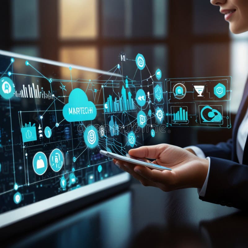 An Illustration of a Virtual Screen Interface Using Martech Marketing ...