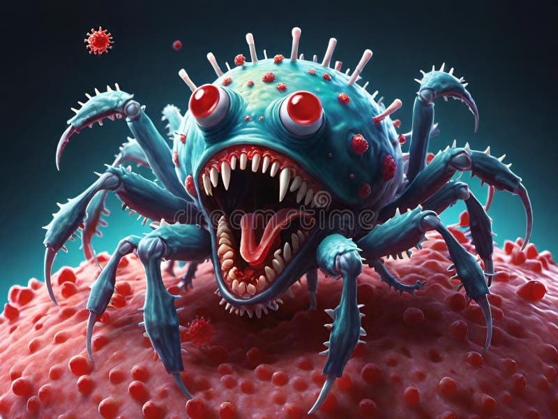 Illustration of a Virus on a Black Background Stock Illustration ...