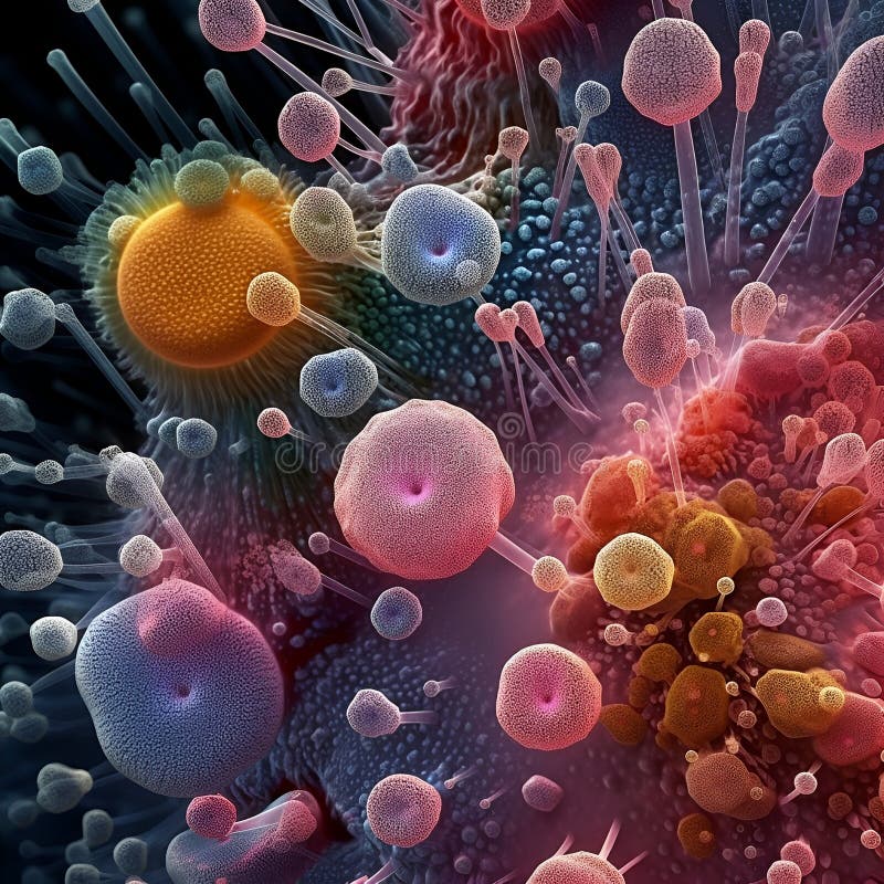 Illustration of Virus Cells or Bacteria Molecule Under Microscope ...