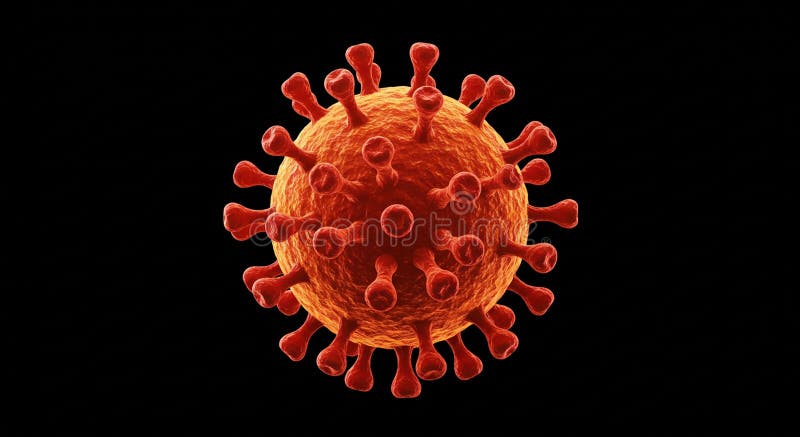 Illustration of a Virus with a Spherical, Textured Orange Core and ...