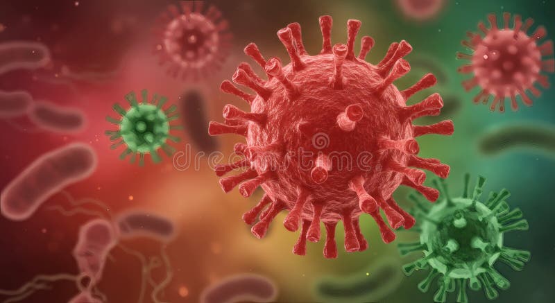 Illustration of Viruses and Bacteria with Detailed Spikes and Cell ...