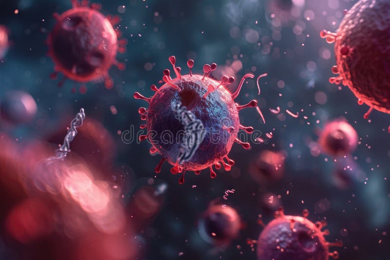 Illustration of Viruses and DNA Fragments Stock Image - Image of ...