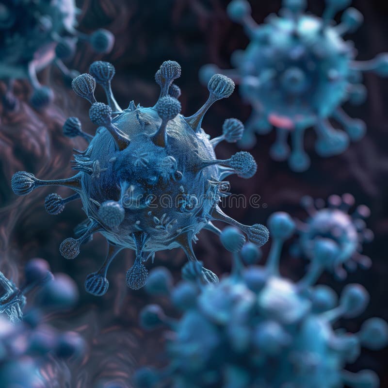Illustration of Viruses Interacting with Human Cells Stock Illustration ...