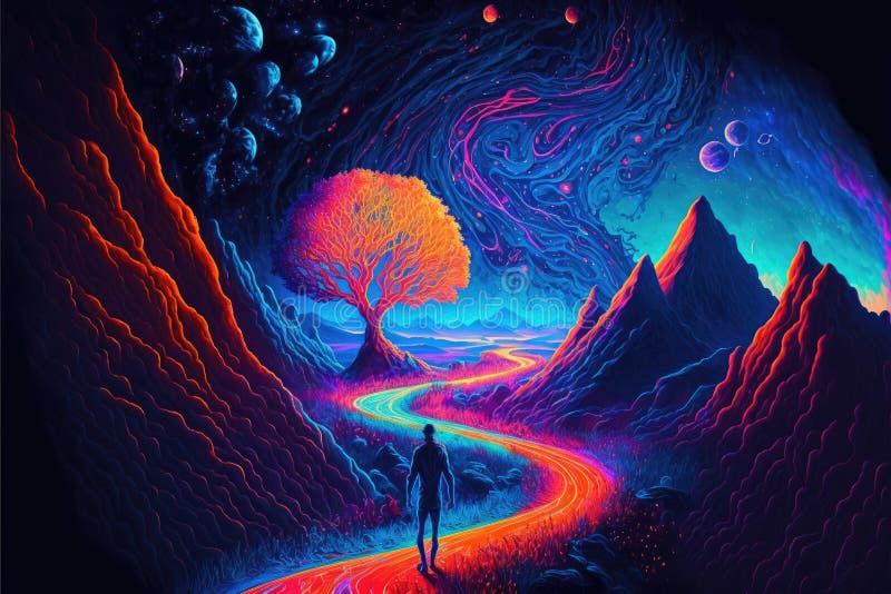 Illustration of Visions during a Psychedelic Trip - Generative AI Stock ...