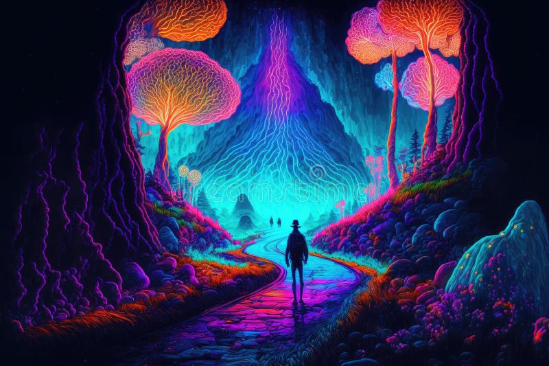 Illustration of Visions during a Psychedelic Trip - Generative AI Stock ...