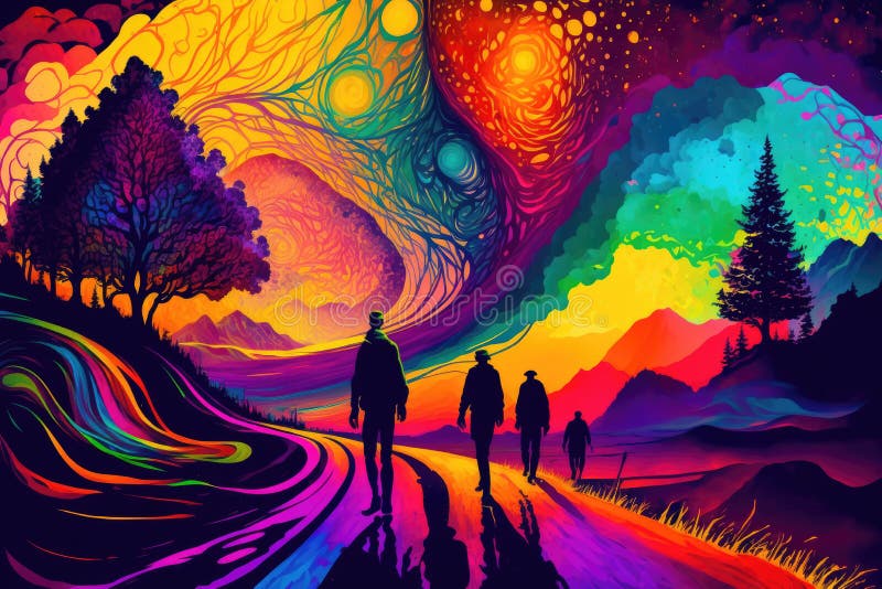 Illustration of Visions during a Psychedelic Trip - Generative AI Stock ...