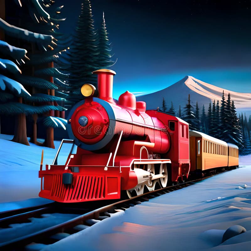 Red Coloured Train Running through the Vast Landscape Stock ...