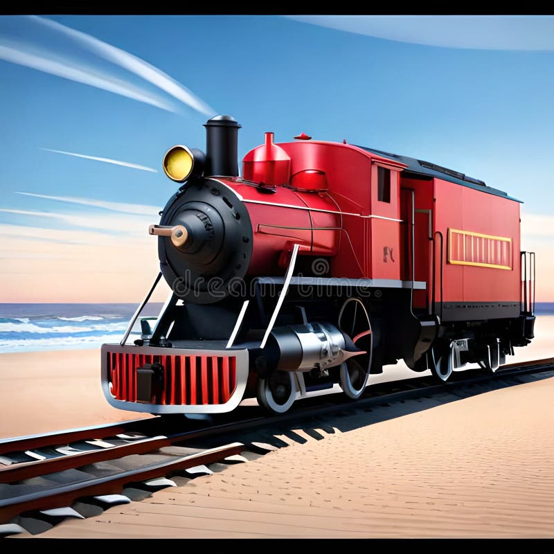 Red Coloured Train Running through the Vast Landscape Stock ...