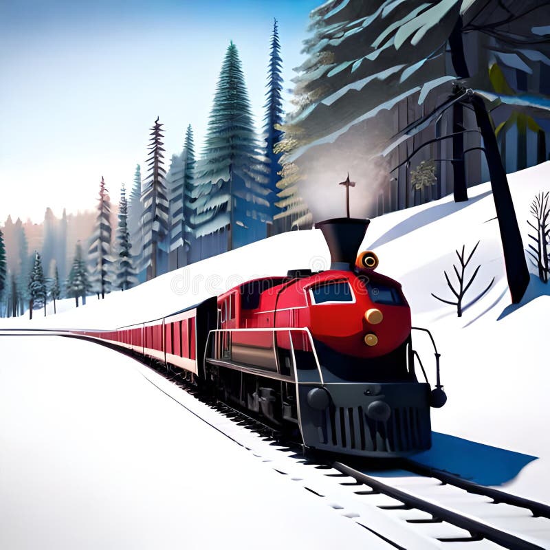 Red Coloured Train Running through the Vast Landscape Stock ...