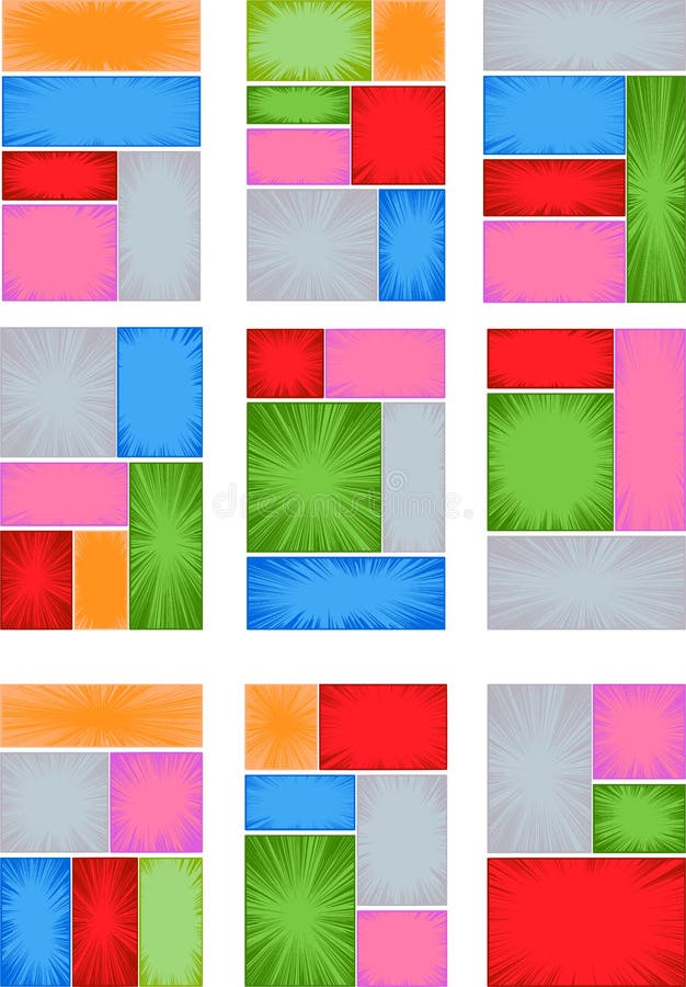 Illustration of a Vivid Color Cartoon Frame with Flash Background Set ...