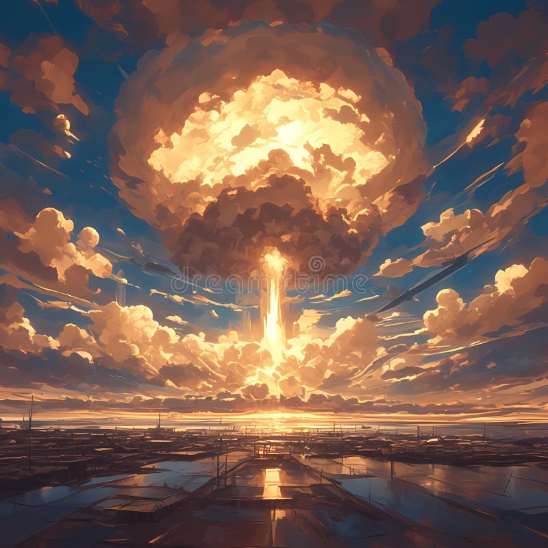 Nuclear Force: Illustration of an Atomic Bomb in Portrait Style on a ...