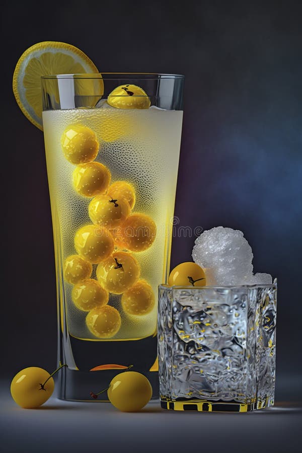 Illustration, Vodka Cocktail with Fruit and Ice,generative Ai Stock ...