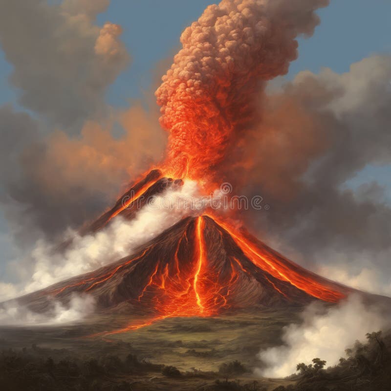 An Illustration of a Volcanic Eruption Stock Illustration ...