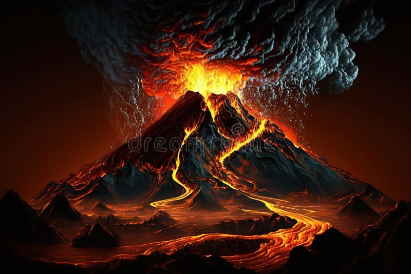 Illustration of Volcano Explosion Stock Illustration - Illustration of ...