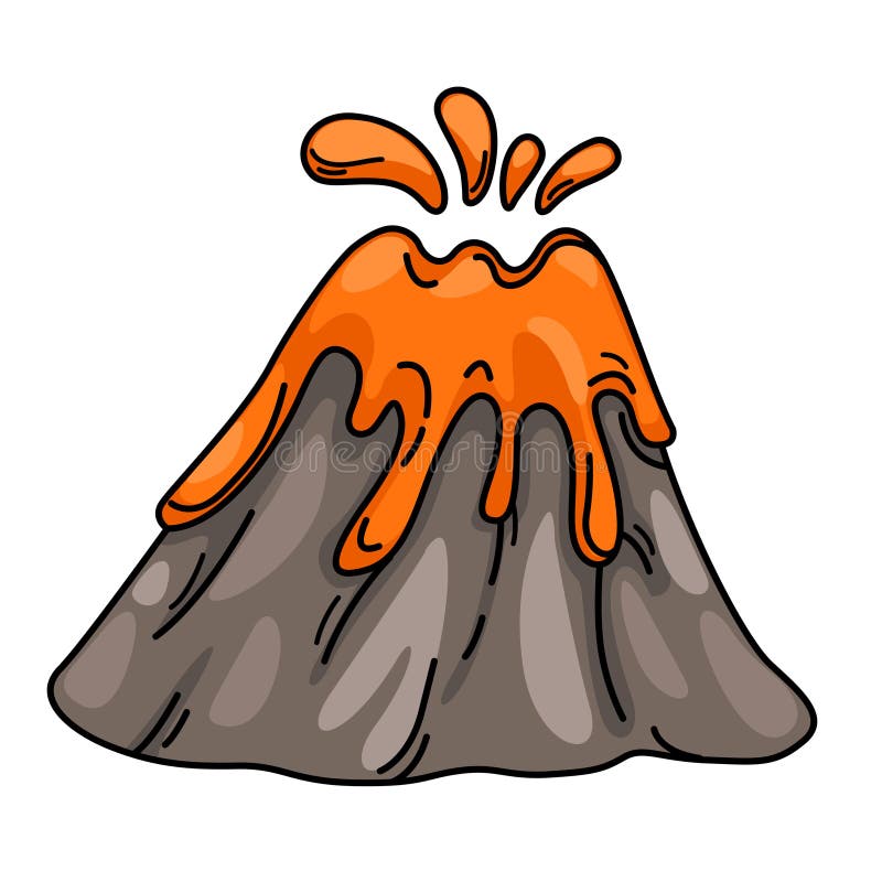 Illustration of Volcano Outline White on Background Stock Illustration ...