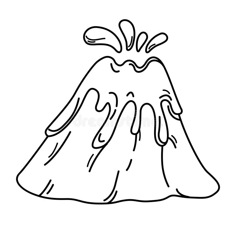 Illustration of Volcano Outline White on Background Stock Vector ...