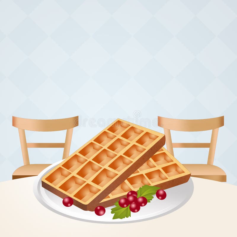 Waffles for breakfast stock illustration. Illustration of pastry ...