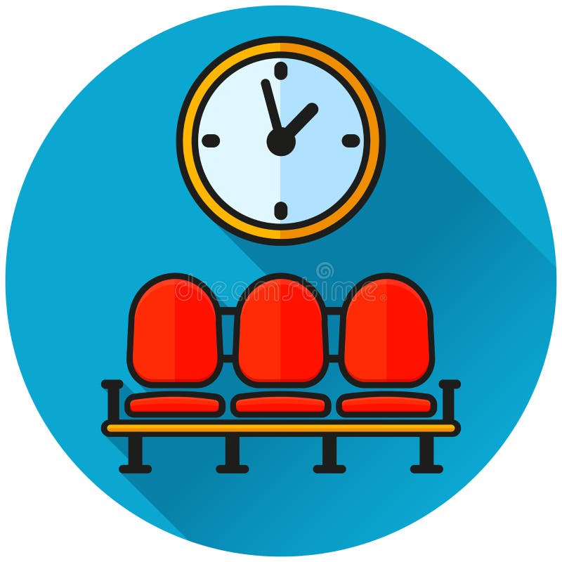 Waiting Area Circle Blue Icon Stock Vector - Illustration of airplane ...