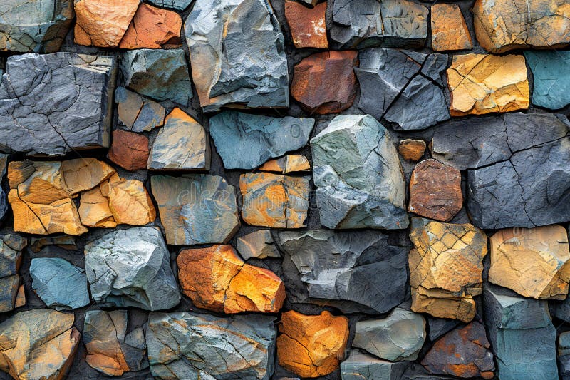 Illustration of Wall of Rocks with Different Colors at Various Angles ...