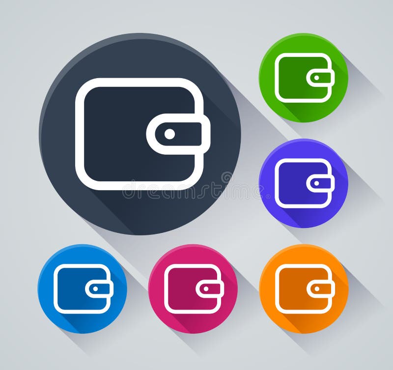 Wallet Circle Icons with Shadow Stock Vector - Illustration of orange ...