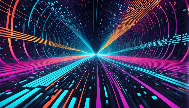 Abstract Data Stream Flowing Like Liquid Light, with Sharp Lines of ...