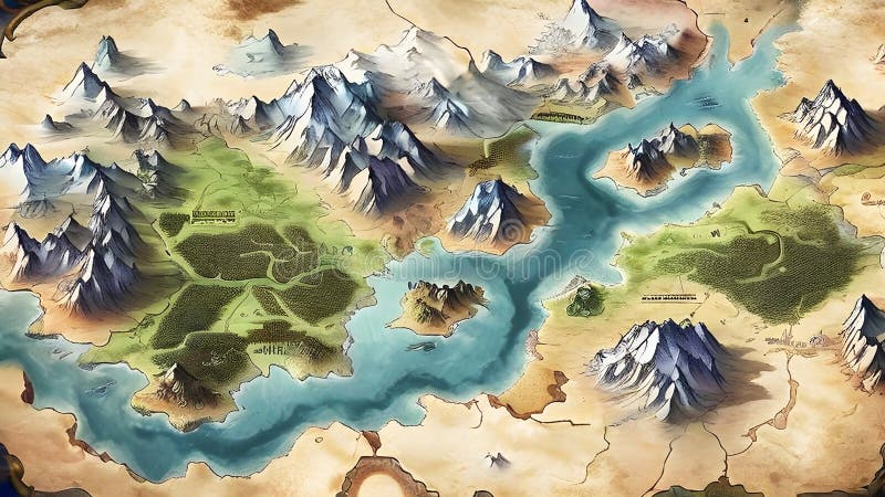 Illustration of a Map of a Fantasy World Universe Stock Illustration ...