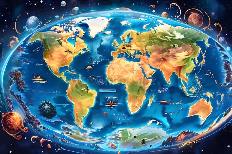 Illustration of a Map of a Fantasy World Universe Stock Illustration ...
