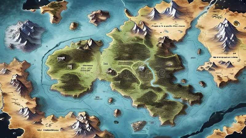Illustration of a Map of a Fantasy World Universe Stock Illustration ...