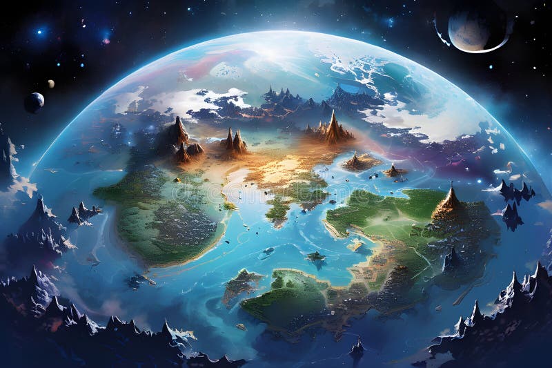 Illustration of a Map of a Fantasy World Universe Stock Illustration ...