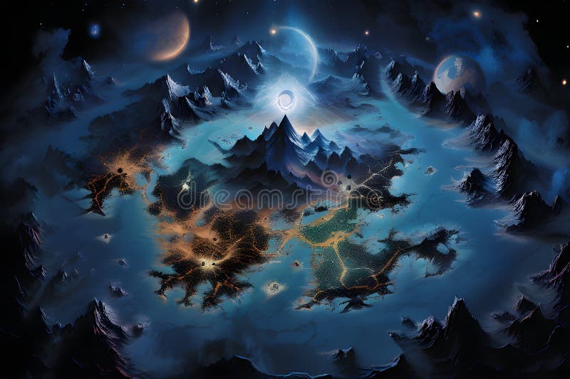 Illustration of a Map of a Fantasy World Universe Stock Illustration ...