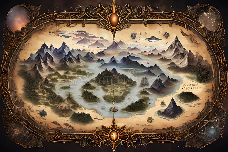 Illustration of a Map of a Fantasy World Universe Stock Illustration ...