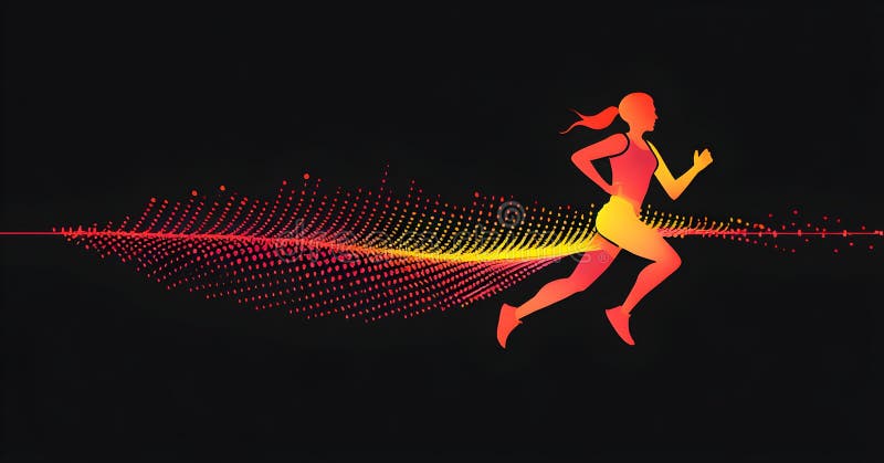 Illustration of a Wave of Data Points Shaping into a Female Runner ...
